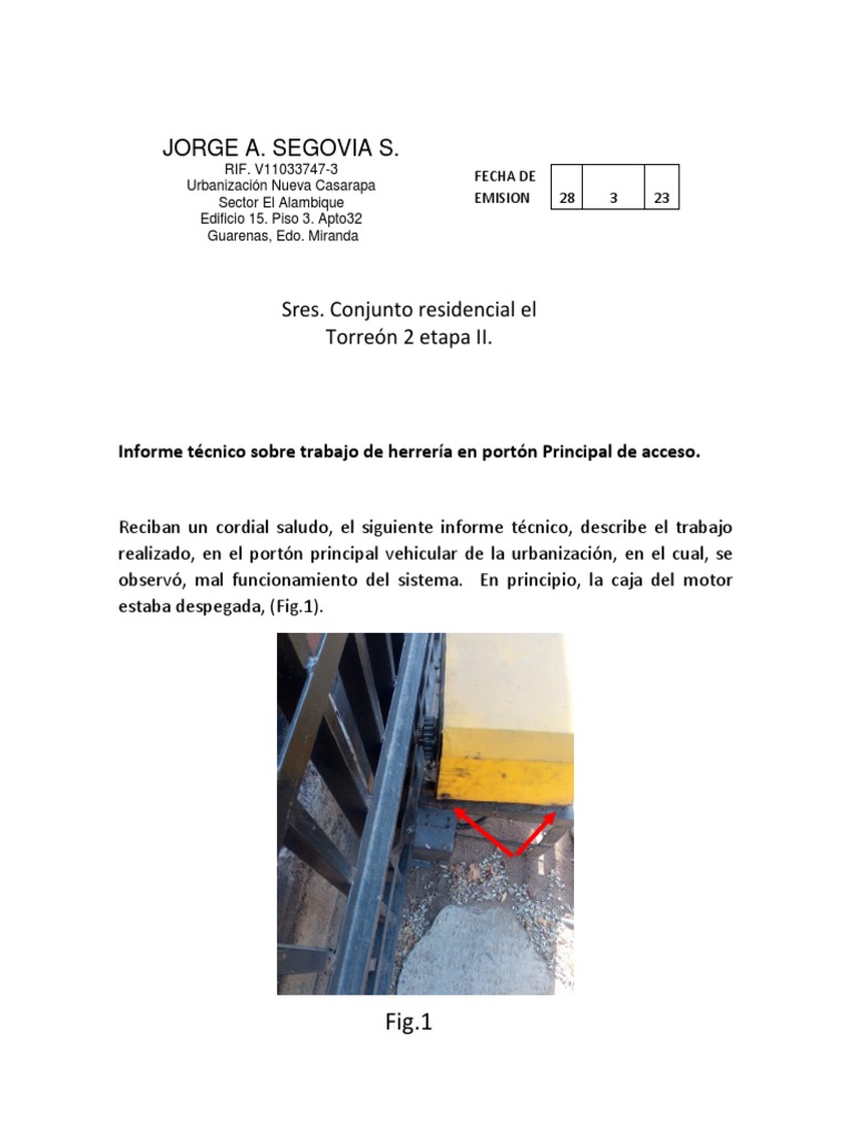 Informe Tecnico Porton Torreon 2 | PDF