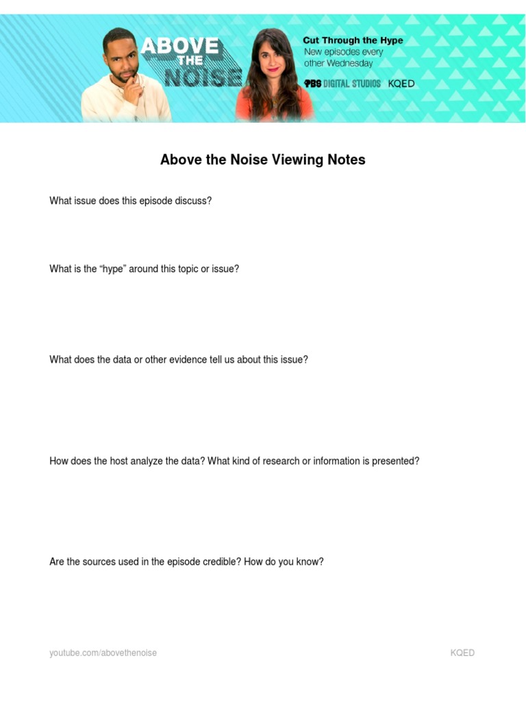 Above The Noise Student Viewing Notes | PDF