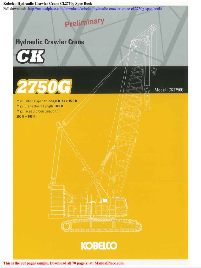 Kobelco Hydraulic Crawler Crane Ck2750g Spec Book | PDF