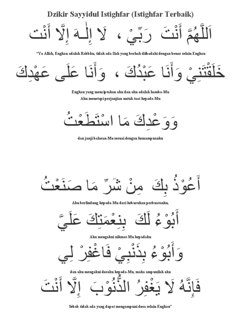Dzikir Sayyidul Istighfar | PDF