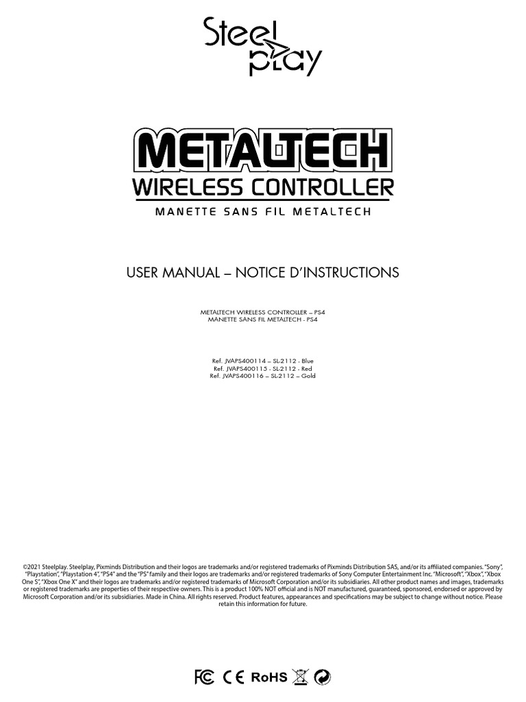 PS4 Wireless Controller User Manual | PDF | Rechargeable Battery