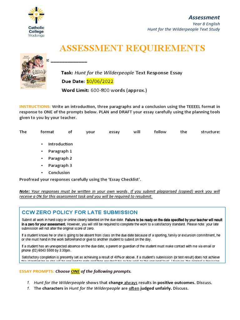 CCW Yr8 Assessment Planning | PDF | Essays | Paragraph
