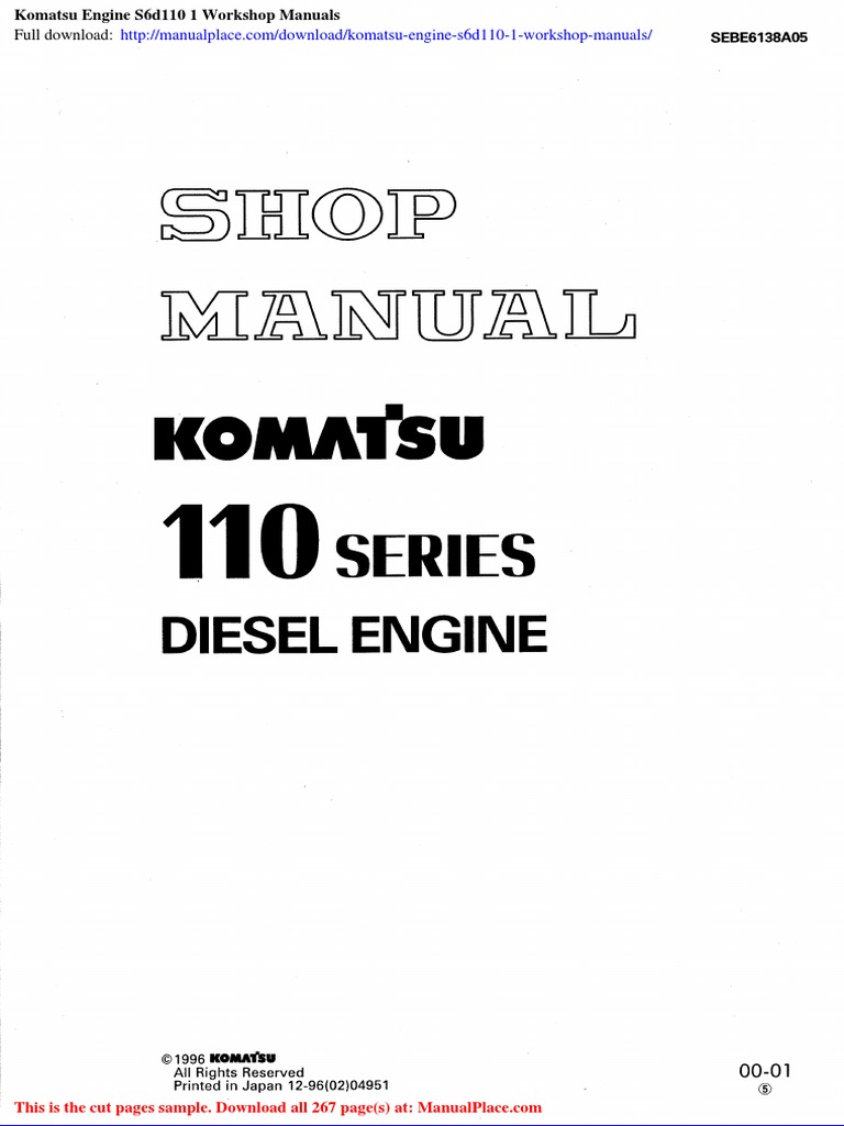 Komatsu Engine s6d110 1 Workshop Manuals | PDF