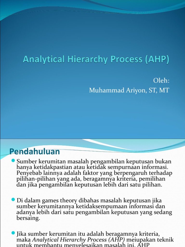 Analytical Hierarchy Process (AHP) Teori | PDF