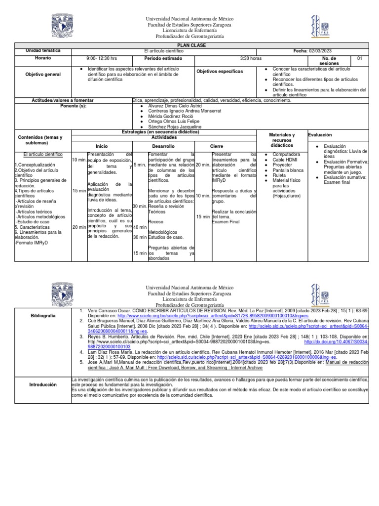 Plan Clase | PDF | Evaluación | Cognición