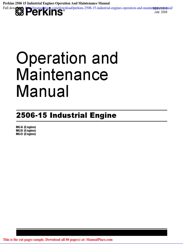 Perkins 2506 15 Industrial Engines Operation and Maintenance Manual | PDF