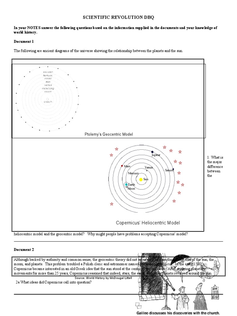 Scientific Revolution DBQ.V2 | PDF | Heliocentrism | Nicolaus Copernicus