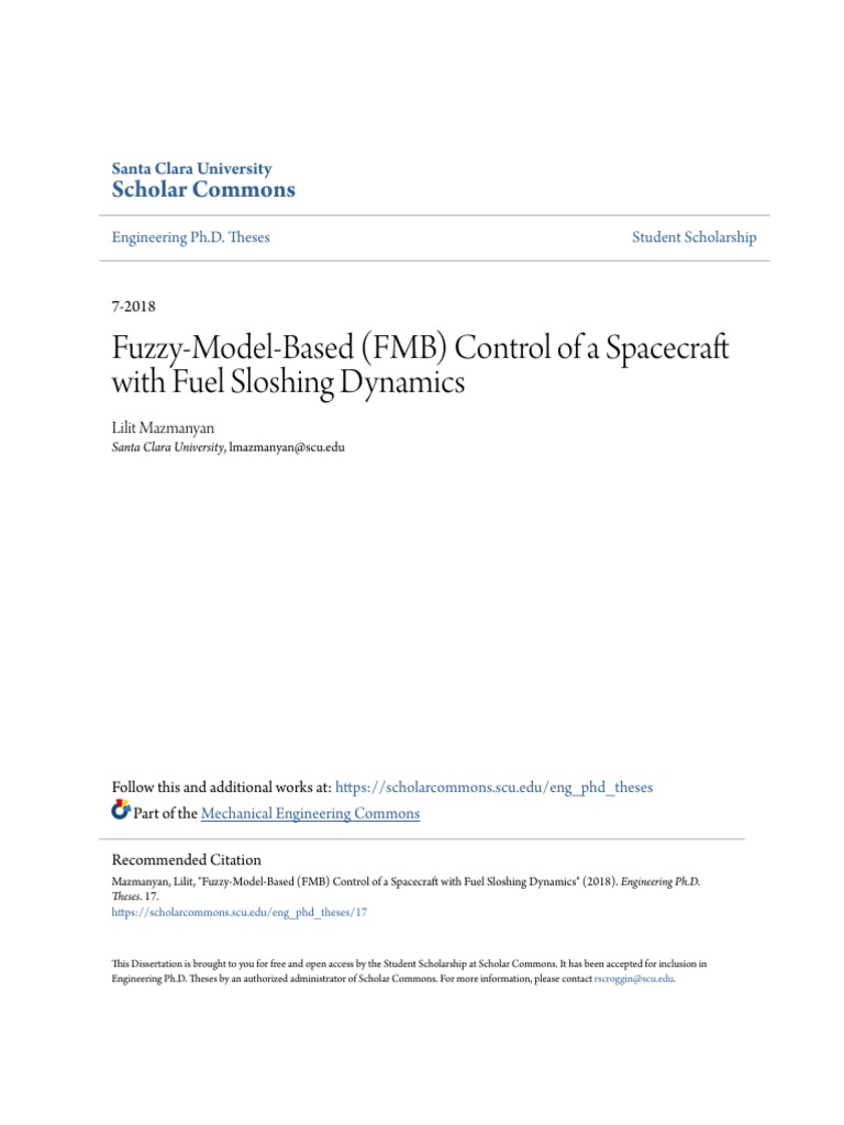 Fuzzy-Model-Based (FMB) Control of A Spacecraft With Fuel Sloshin | PDF