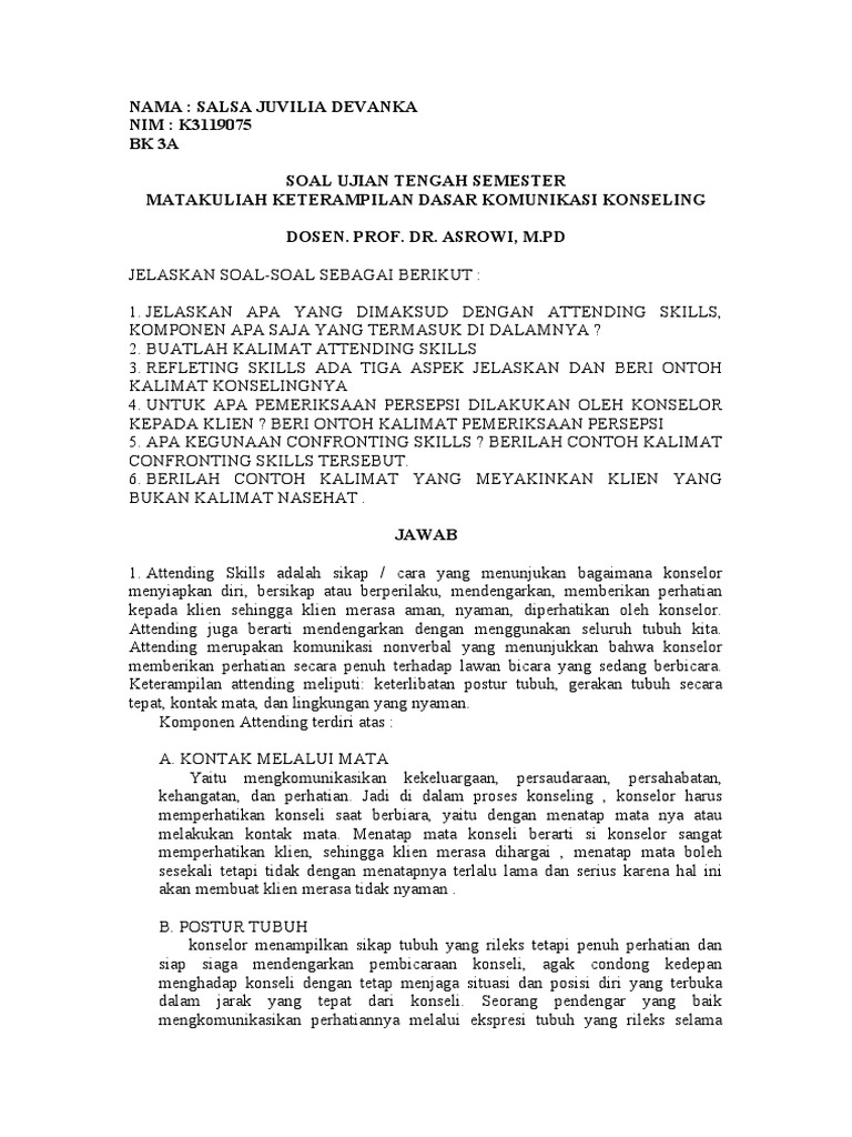 Keterampilan Konfrontasi dalam Konseling | PDF | Pengembangan Diri