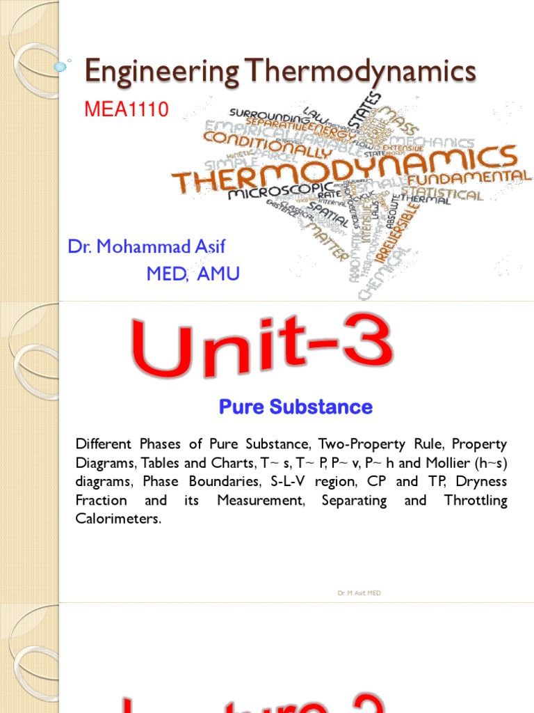 Engineering Thermodynamics: Dr. Mohammad Asif Med, Amu | PDF | Phase (Matter) | Liquids