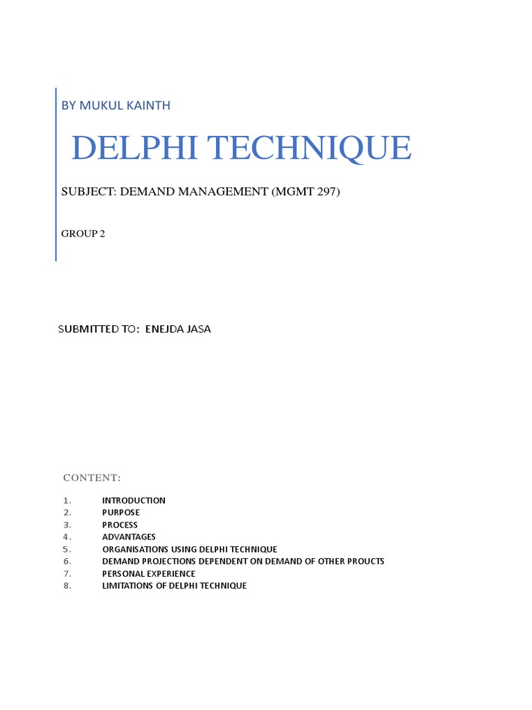 Delphi Technique by Mukul Kainth | Download Free PDF | Expert ...