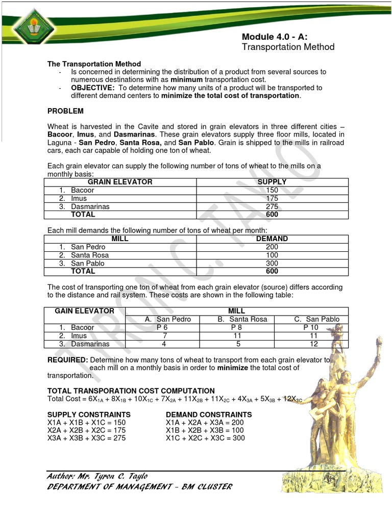 Transportation Method for Wheat Distribution | PDF | Wheat | Transport