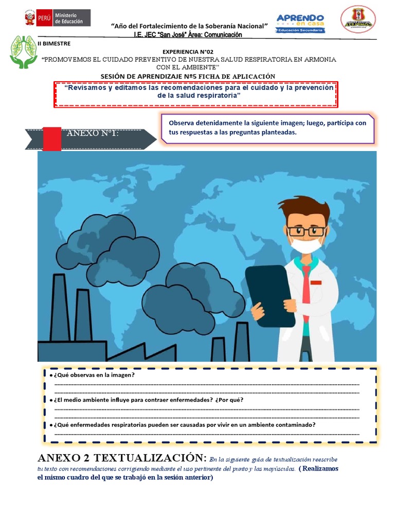 1° Ficha de Aplicacion Sesion 5-Sem.3-Exp.2-Com | PDF