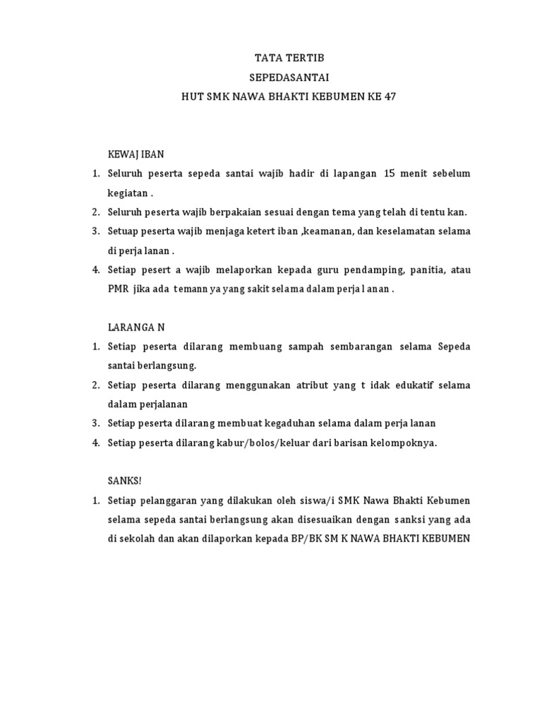 Tata Tertib Sepeda Santai | PDF