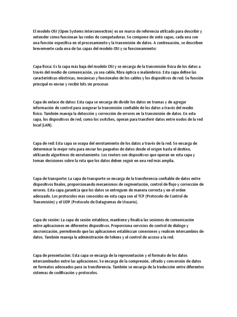 Funciones del Modelo OSI en Redes | PDF | Modelo osi | Red de computadoras