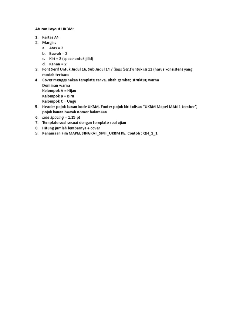 Aturan Layout UKBM | PDF