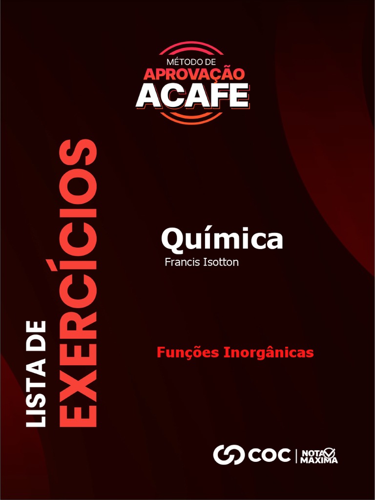 LISTA AULA 01 MÉTODO ACAFE-eace85e25d52e58d | PDF | Cloro | Sal (Química)