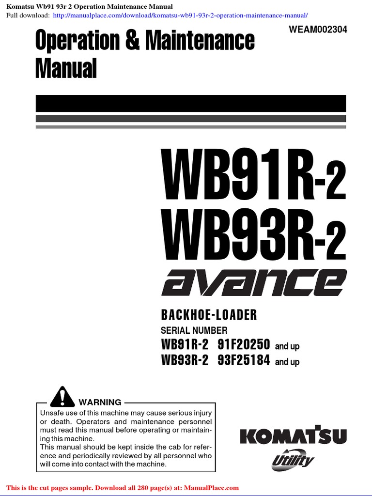 Komatsu WB91R-2/WB93R-2 Manual | PDF | Loader (Equipment) | Safety