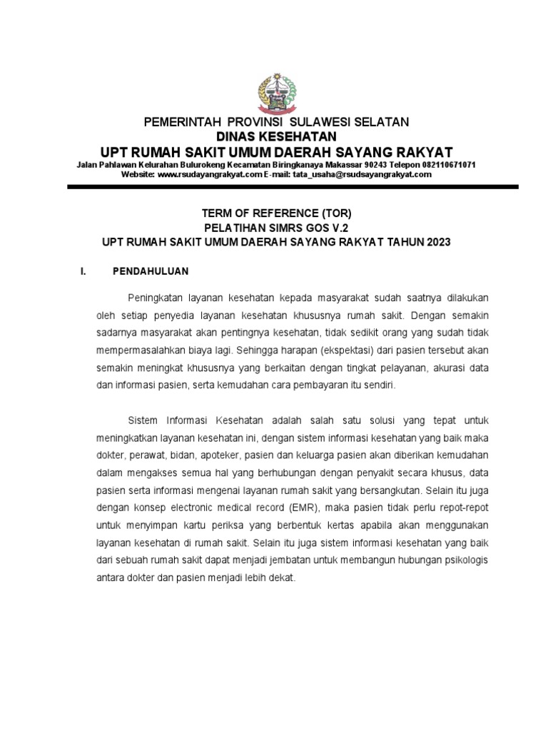 Pelatihan SIMRS GOS V.2 di RSUD Sayang Rakyat | PDF | Sains & Matematika