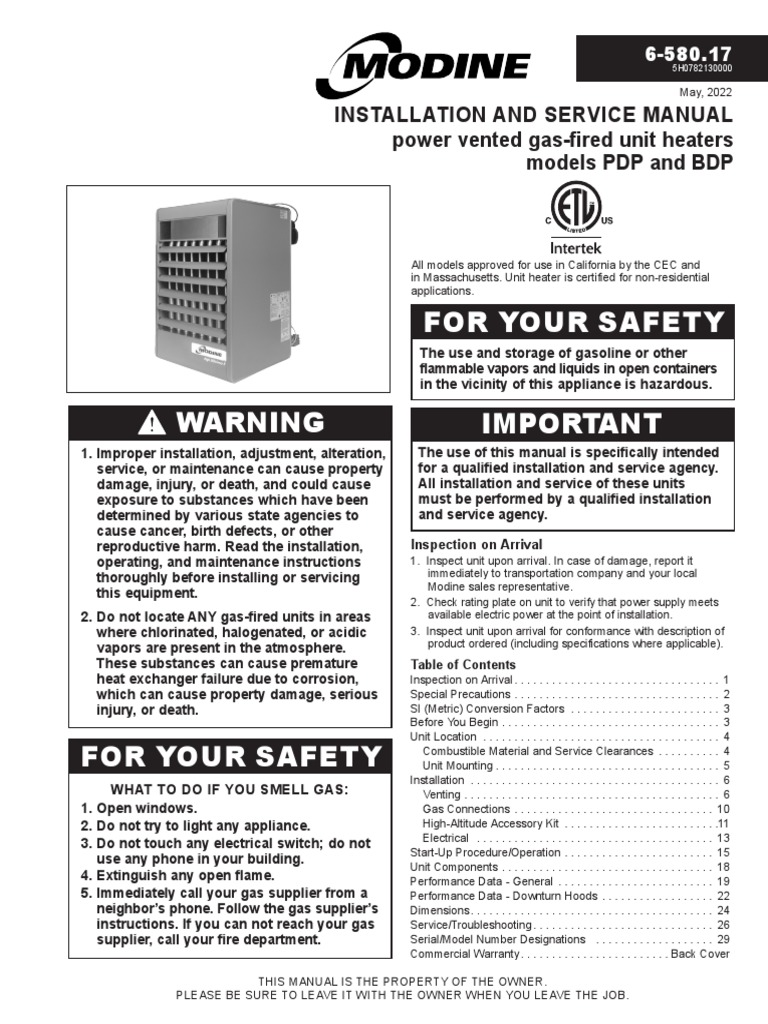 Modine PDP Manual | PDF | Plumbing | Pipe (Fluid Conveyance)