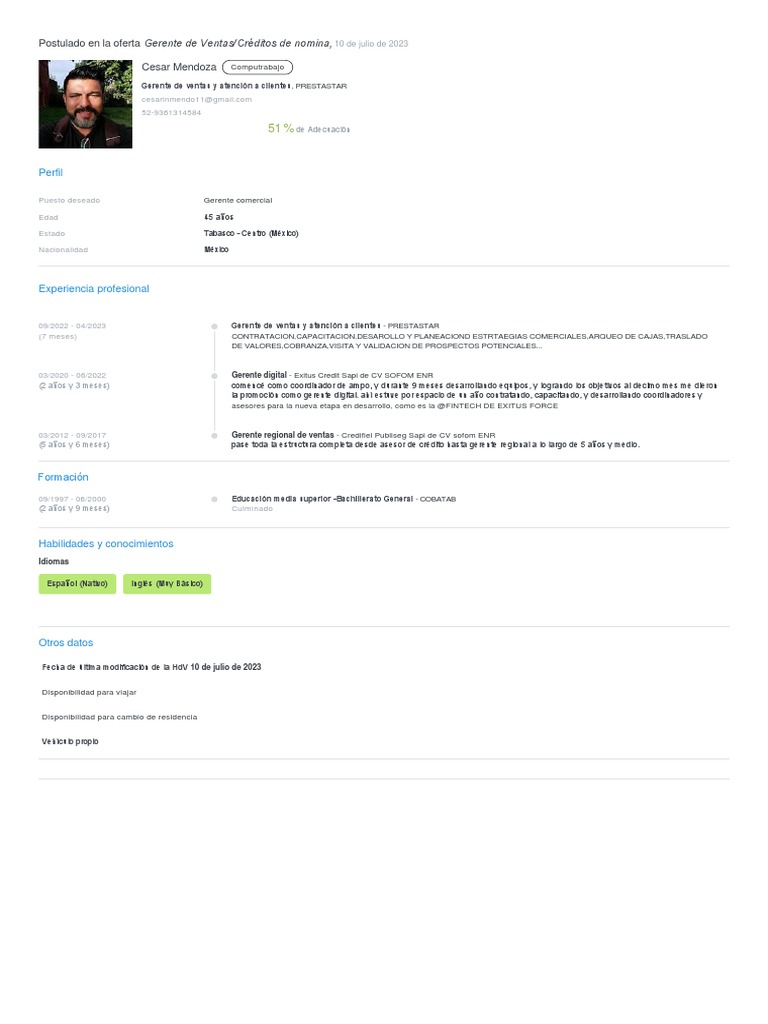 Cesar Mendoza CV | PDF