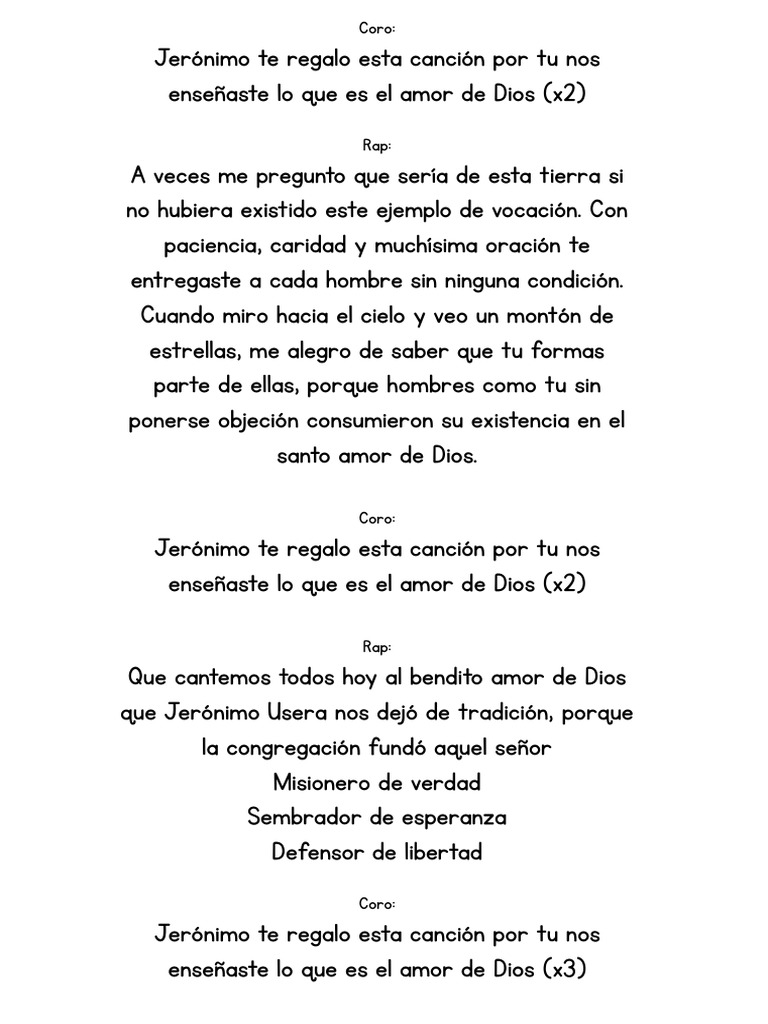 Canción a Jerónimo Usera y su legado | PDF