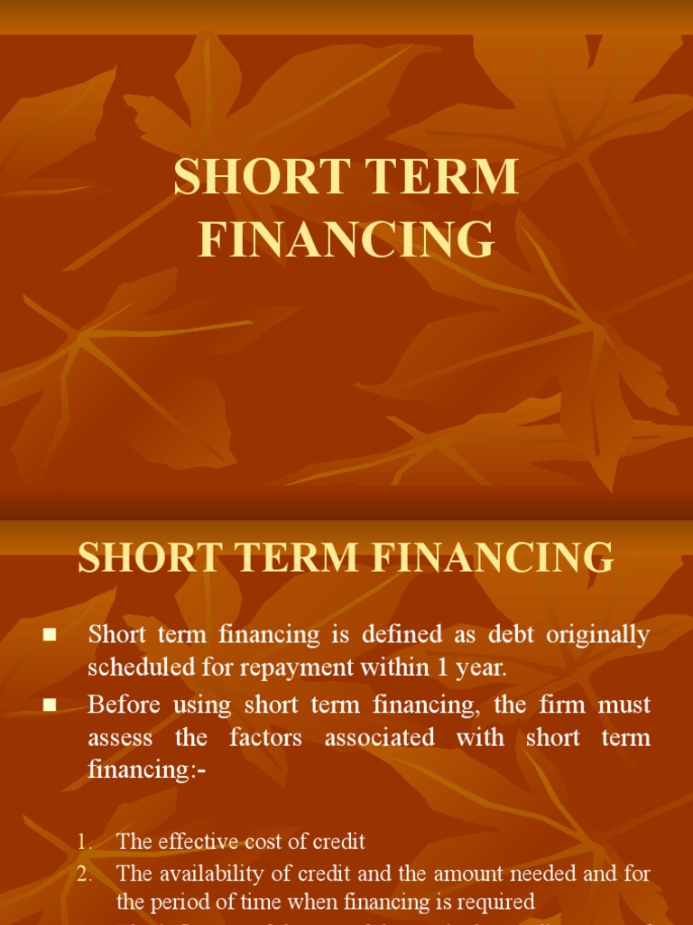 Chapter 8-Short Term Financing | PDF | Interest | Line Of Credit