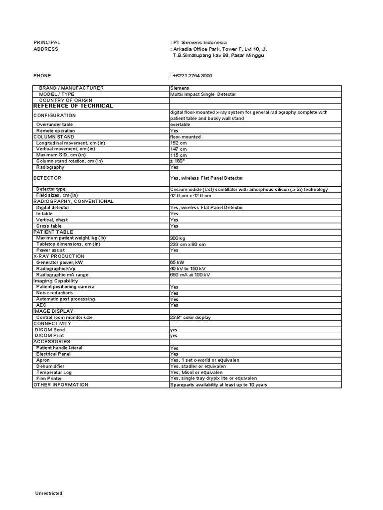 Spek Teknis Multix Impact Single Detector | PDF
