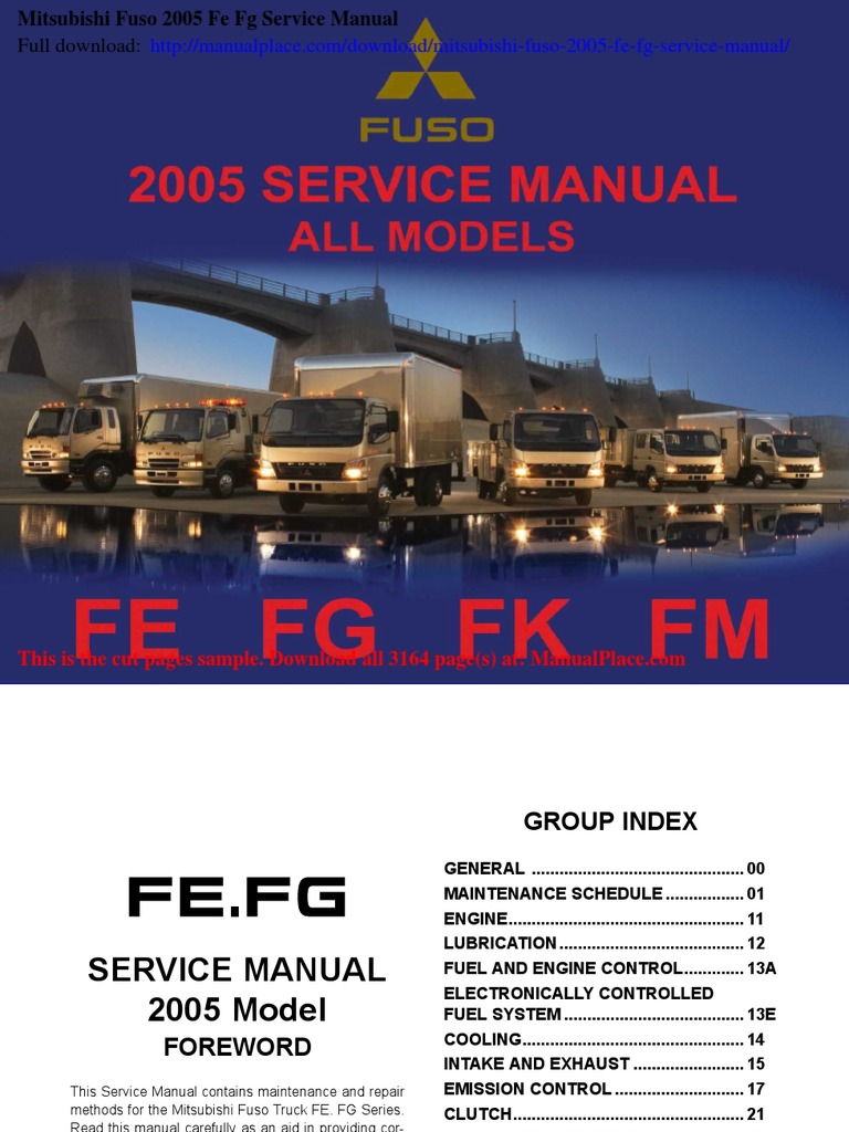 Mitsubishi Fuso 2005 Fe FG Service Manual | PDF | Truck | Axle