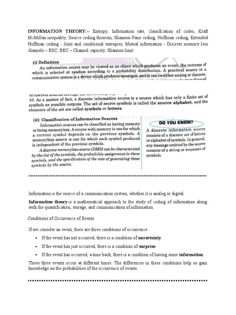 ITC Notes 2 | PDF | Data Compression | Information