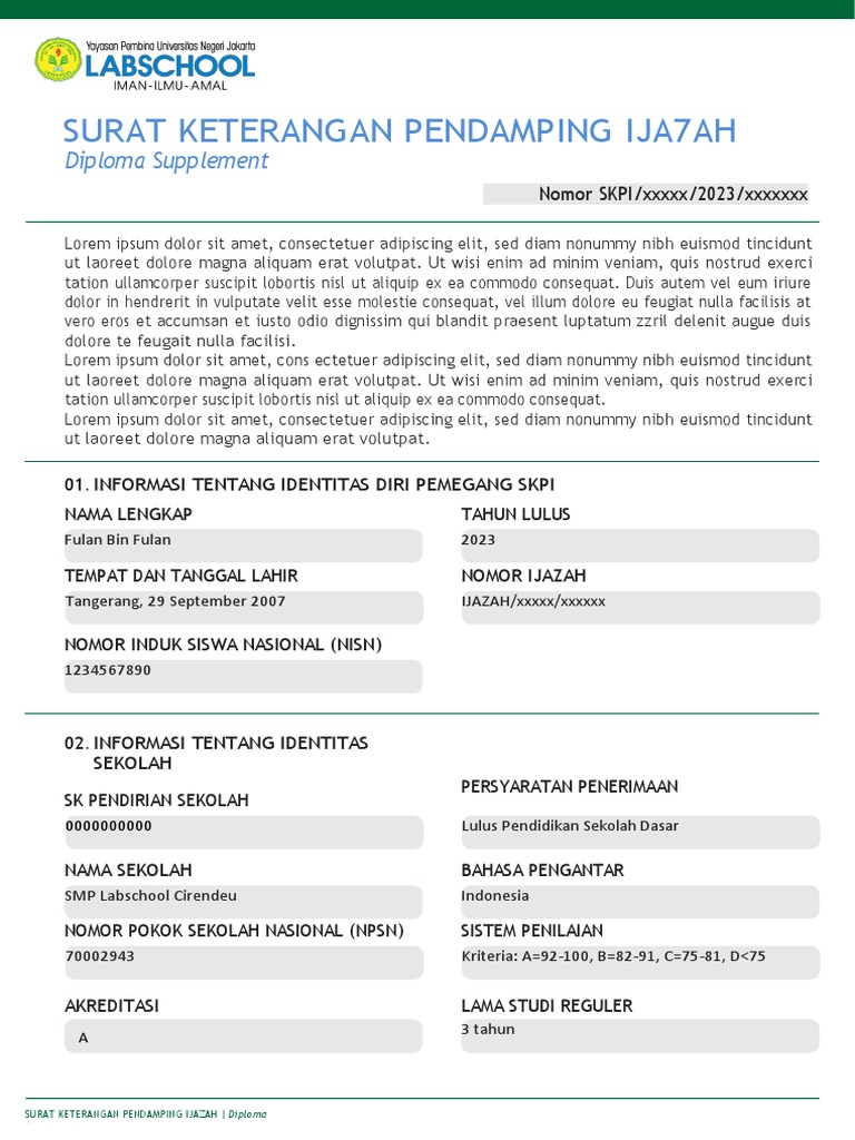 Format Skpi SMP | PDF