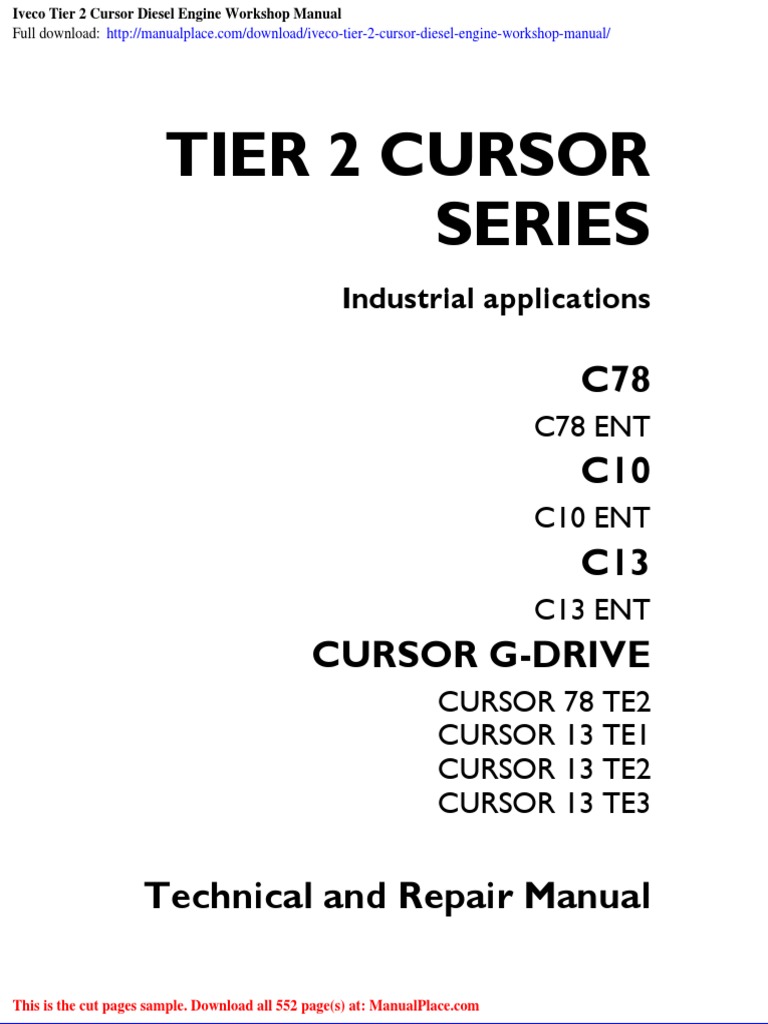 Iveco Tier 2 Cursor Diesel Engine Workshop Manual | PDF