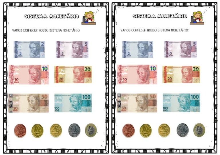 Cédulas e Moedas Sistema Monetário | PDF
