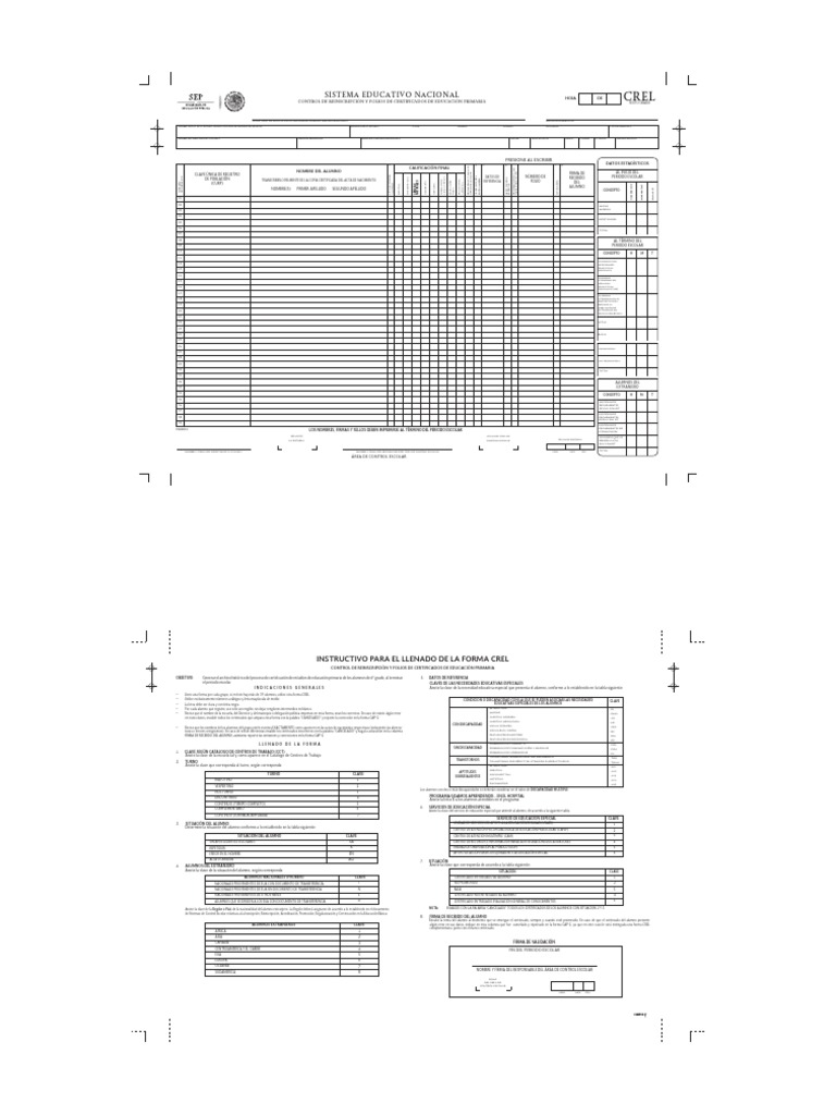 Forma CREL para Primaria 6° | PDF | Educación primaria | Invalidez