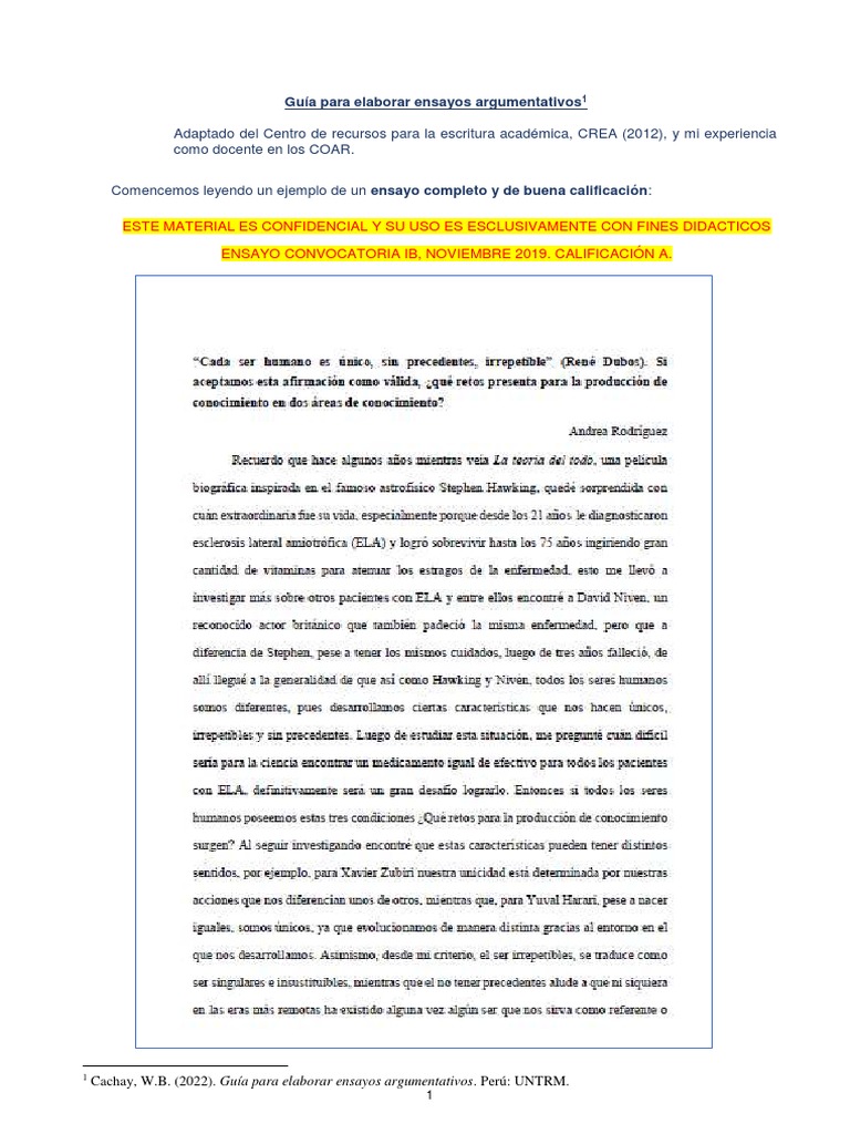 Guía para Elaborar Ensayos Argumentativos 2022-2 | PDF | Ensayos ...