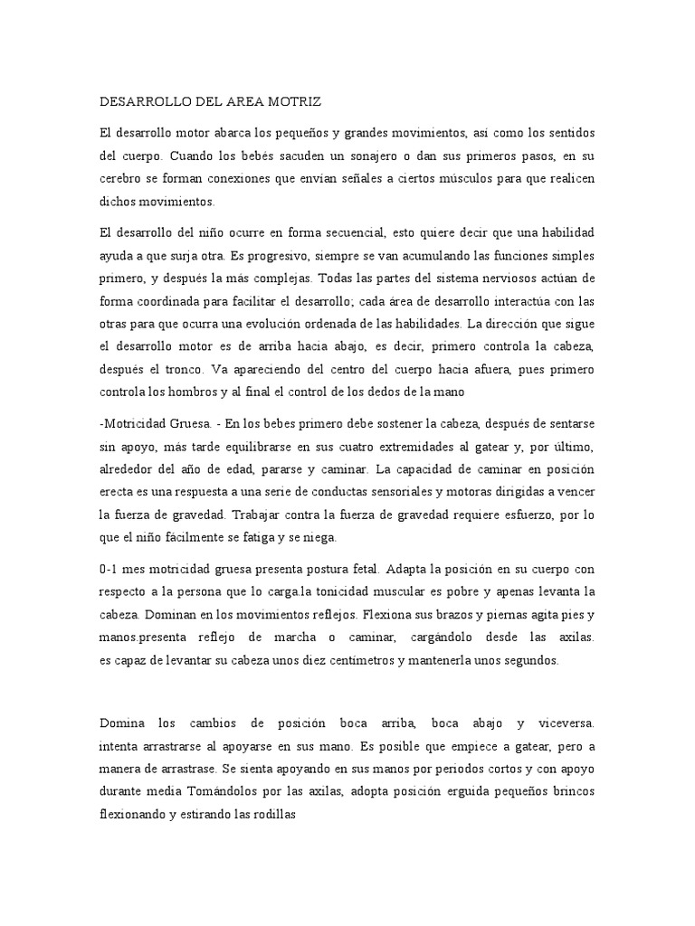 Desarrollo Del Area Motriz | PDF | Cerebro | Hemisferio cerebral