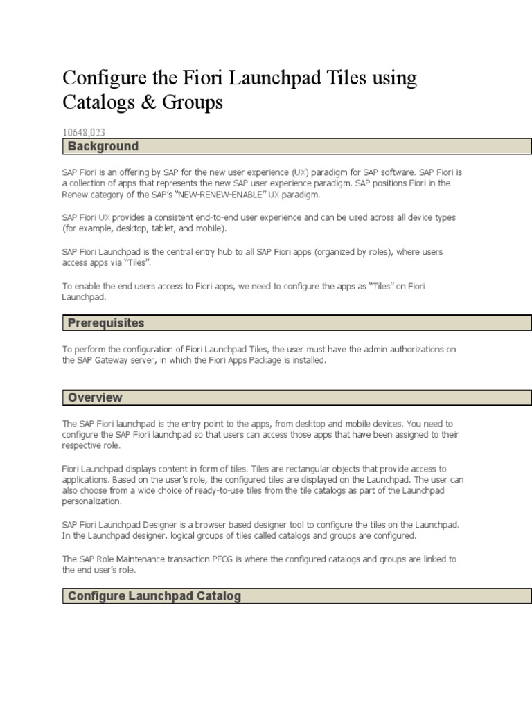 Configure The Fiori Launchpad Tiles Using Catalogs | PDF | Mobile App ...