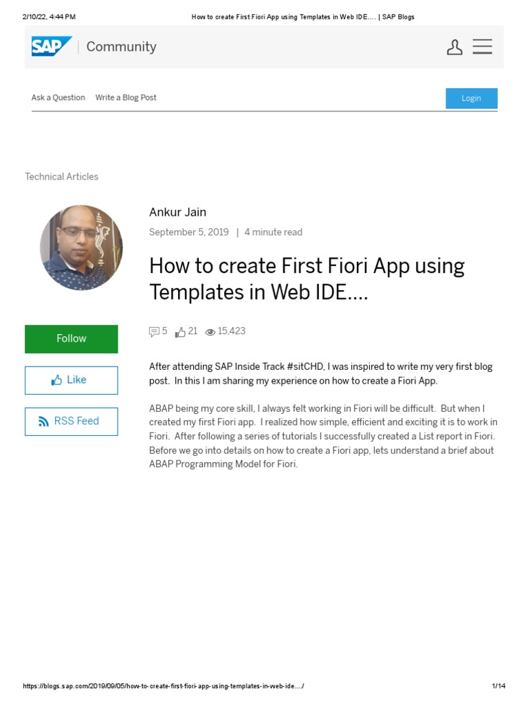 A How To Create First Fiori App Using Templates In Web Ide Pdf