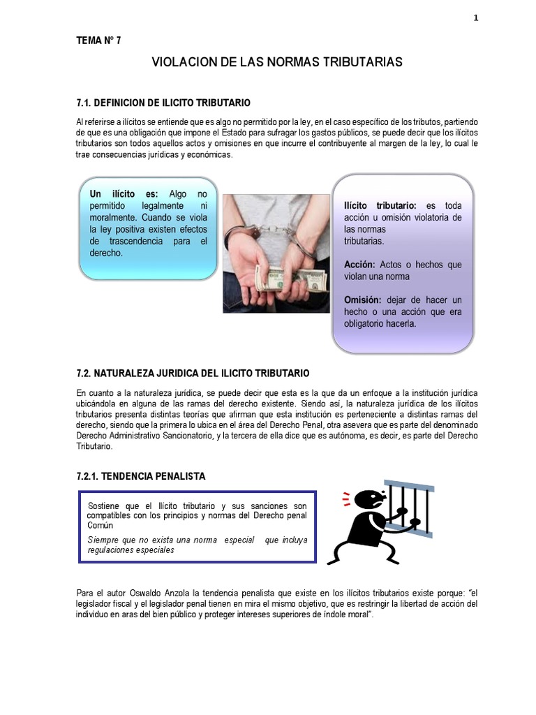 Tema #7 Violacion de Las Normas Tributarias (1) - 1 | PDF | Derecho penal | Multa (pena)