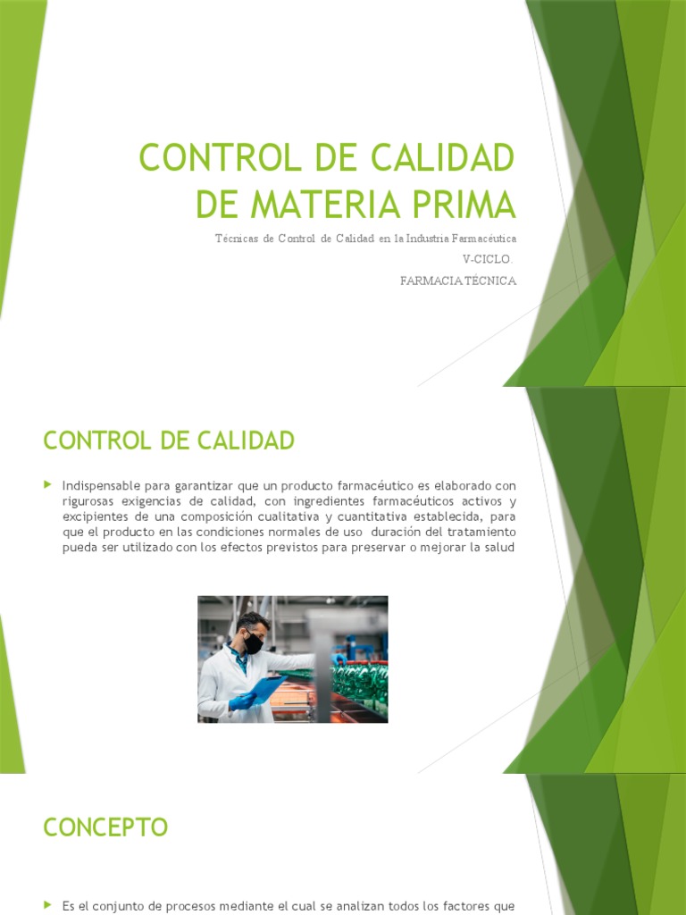 Control de Calidad de Materia Prima | PDF | Farmacéutico | Farmacia
