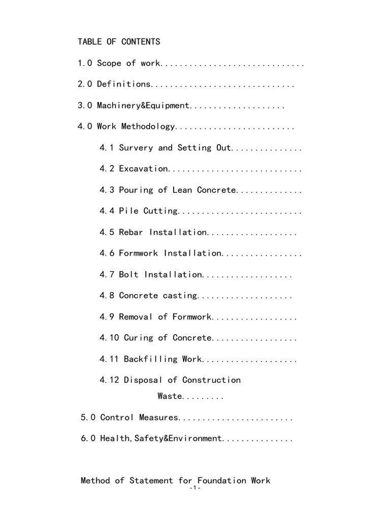 Method Statement for Foundation Work | PDF | Concrete | Deep Foundation