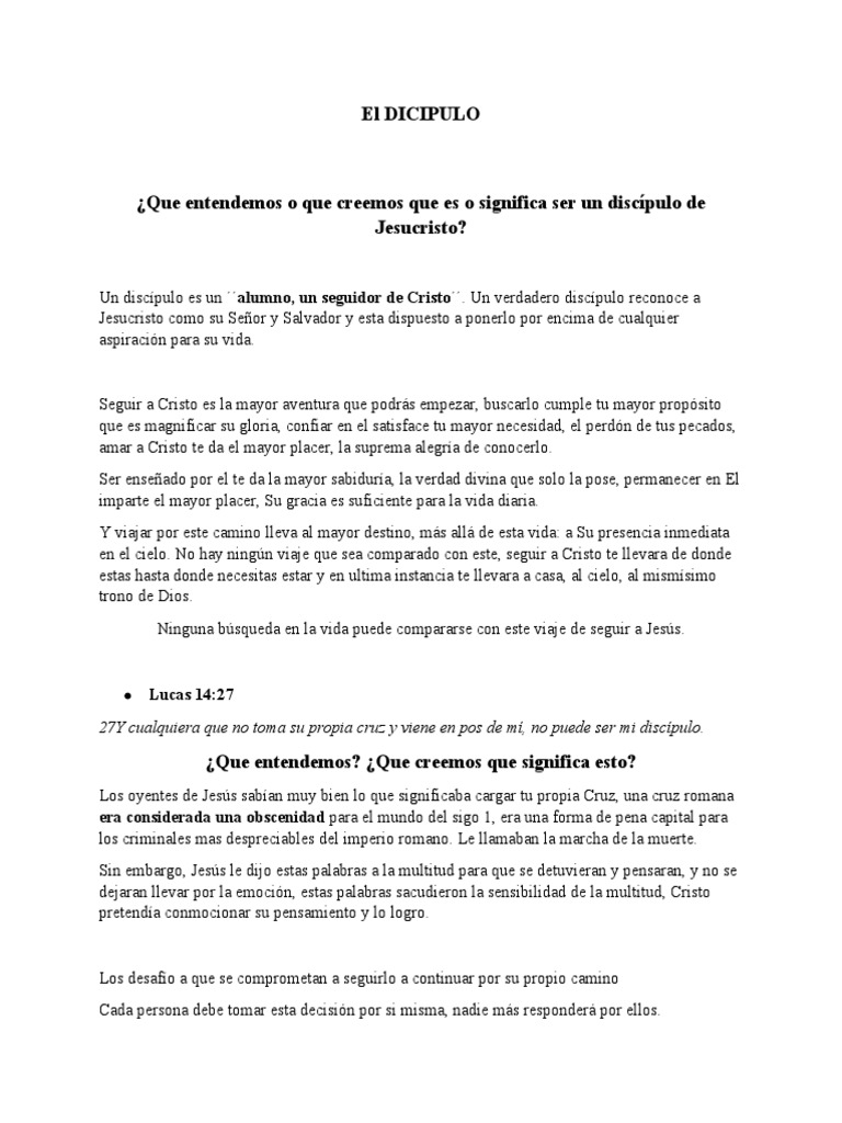 El DICIPULO | PDF | Jesús | Cristo (título)