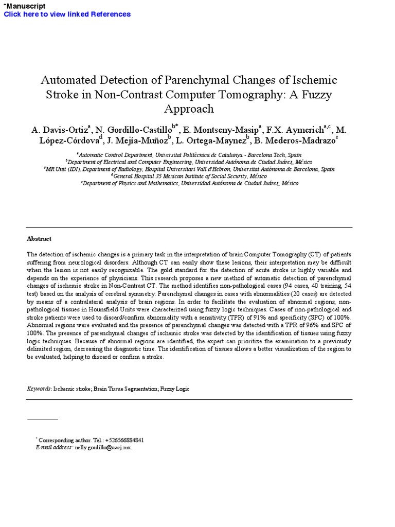 Automated Detection of Parenchymal Changes of Ischemic Stroke in Non-Contrast Computer ...