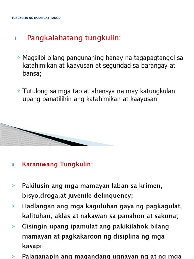 Tanod Roles Tagalog | PDF
