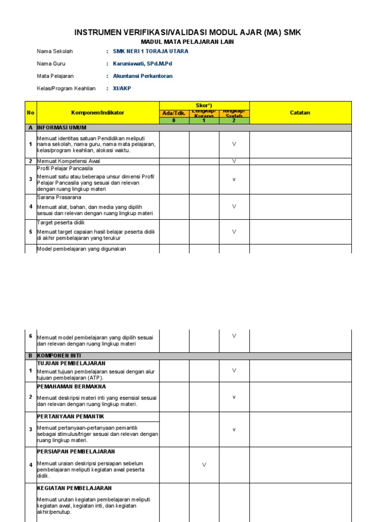 Instrumen Validasi Modul | PDF