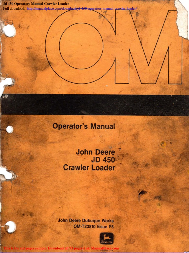 JD 450 Operators Manual Crawler Loader | PDF