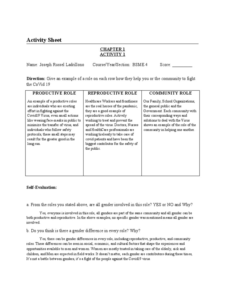 Gender Roles in COVID-19 Response | PDF | Gender | Gender Studies