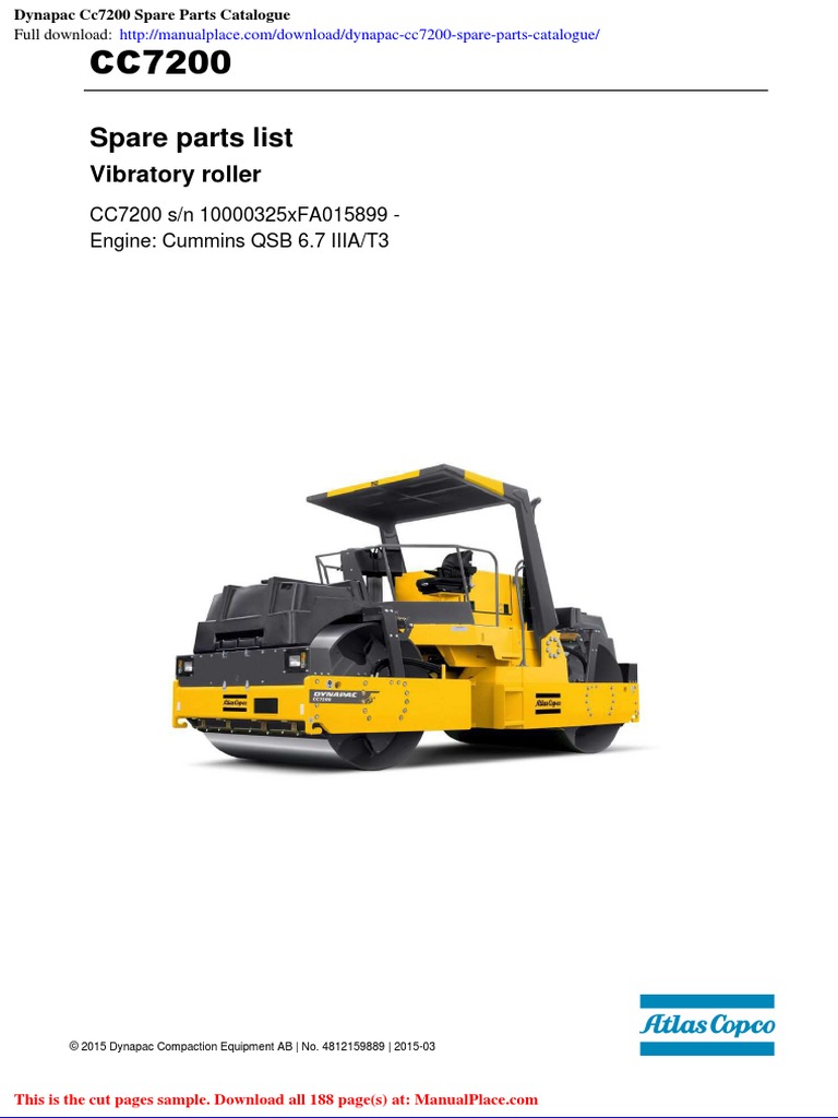 Dynapac Cc7200 Spare Parts Catalogue | PDF | Pump | Product Introductions