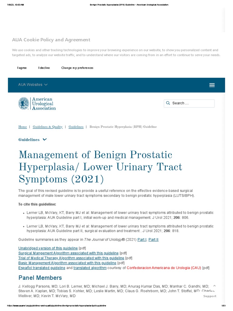 Benign Prostatic Hyperplasia (BPH) Guideline - American Urological Association | PDF | Evidence ...