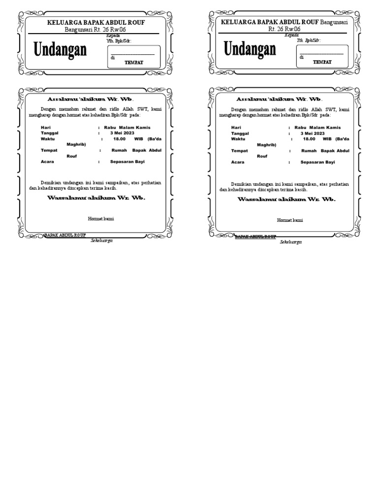 Undangan Genduri | PDF